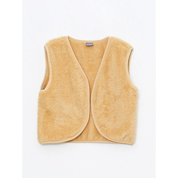 V Yaka Basic Pelüş Kız Çocuk Yelek