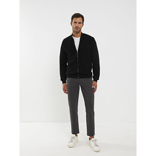 Standart Kalıp Dik Yaka Erkek Triko Hırka