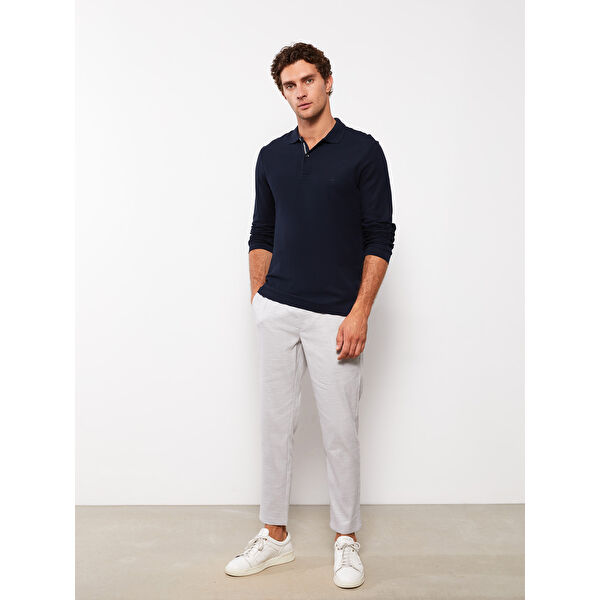 Polo Yaka Uzun Kollu Pike Erkek Sweatshirt