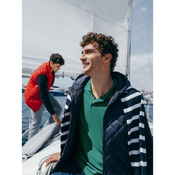 Polo Yaka Uzun Kollu Pike Erkek Sweatshirt