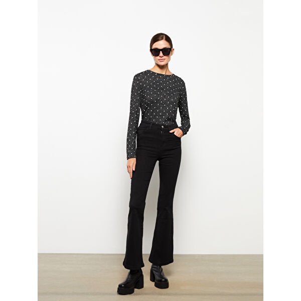 Yüksek Bel Slim Fit Düz Cep Detaylı Kadın Jean Pantolon