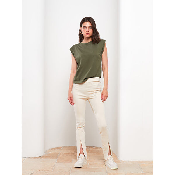 Beli Lastikli Düz Kadın Tayt Pantolon