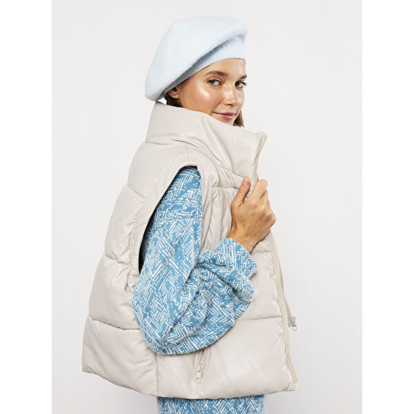 Dik Yaka Düz Kadın Şişme Yelek