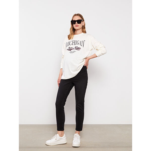 Karın Panelli Düz Cep Detaylı Hamile Rodeo Jean Pantolon Karın Panelli Düz Cep Detaylı Hamile Rodeo Jean Pantolon