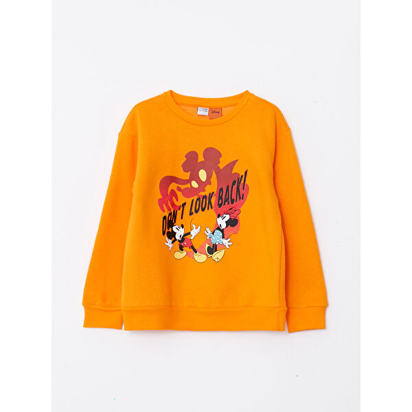 Bisiklet Yaka Minnie ve Mickey Mouse Baskılı Uzun Kollu Kız Çocuk Sweatshirt Bisiklet Yaka Minnie ve Mickey Mouse Baskılı Uzun Kollu Kız Çocuk Sweatshirt