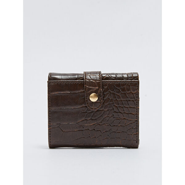 Deri Görünümlü Kroko Desenli Kadın Cüzdan