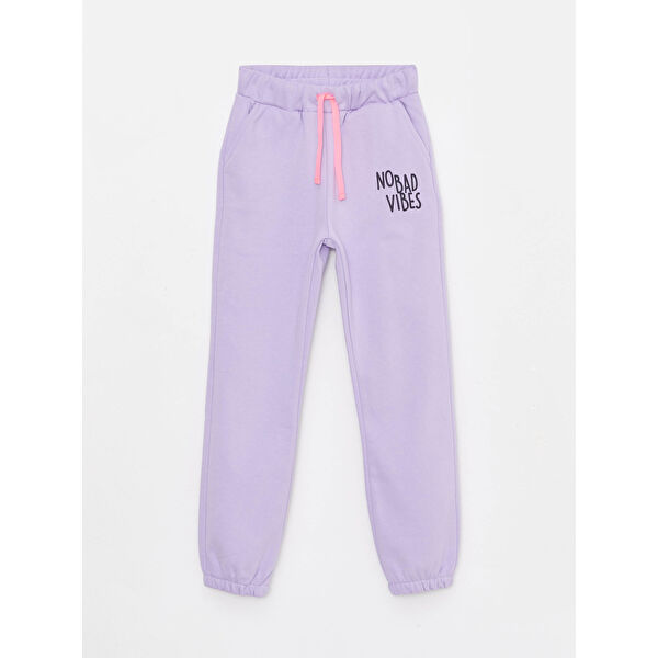 Beli Lastikli Baskılı Kız Çocuk Jogger Eşofman Altı