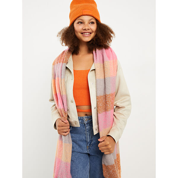 Ekose Desenli Saçaklı Kadın Atkı Ekose Desenli Saçaklı Kadın Atkı