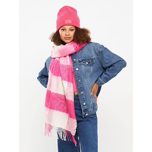 Ekose Desenli Saçaklı Kadın Atkı Ekose Desenli Saçaklı Kadın Atkı