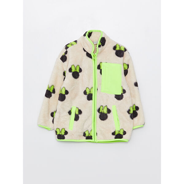 Dik Yaka Minnie Mouse Desenli Uzun Kollu Pelüş Kız Çocuk Fermuarlı Sweatshirt Dik Yaka Minnie Mouse Desenli Uzun Kollu Pelüş Kız Çocuk Fermuarlı Sweatshirt