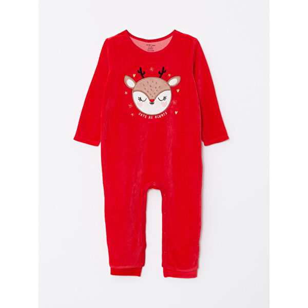 Bisiklet Yaka Uzun Kollu Yılbaşı Temalı Kız Bebek Tulum Bisiklet Yaka Uzun Kollu Yılbaşı Temalı Kız Bebek Tulum