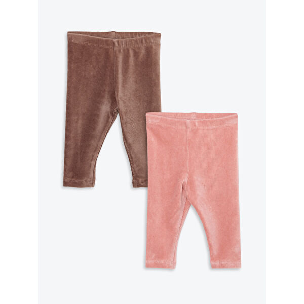 Beli Lastikli Basic Kadife Kız Bebek Tayt 2'li