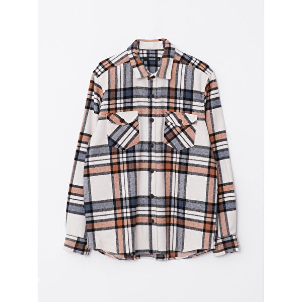 Regular Fit Uzun Kollu Ekose Erkek Gömlek Ceket