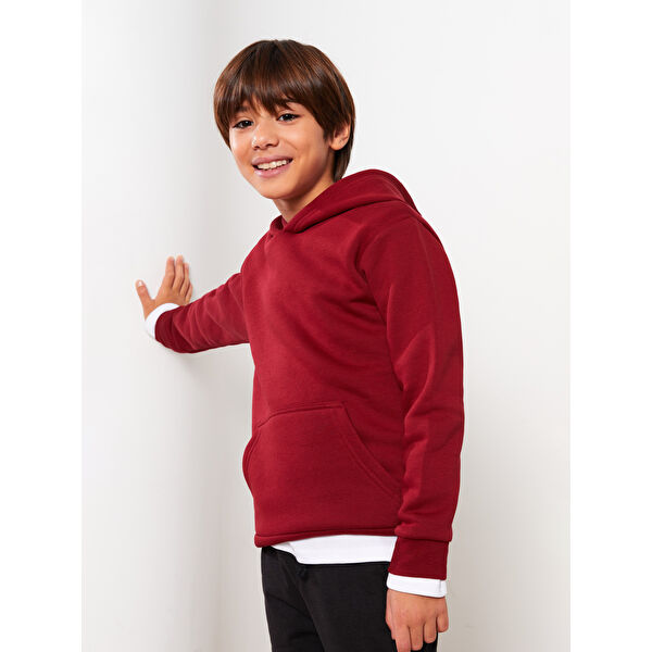 Kapüşonlu Basic Uzun Kollu Erkek Çocuk Sweatshirt Kapüşonlu Basic Uzun Kollu Erkek Çocuk Sweatshirt