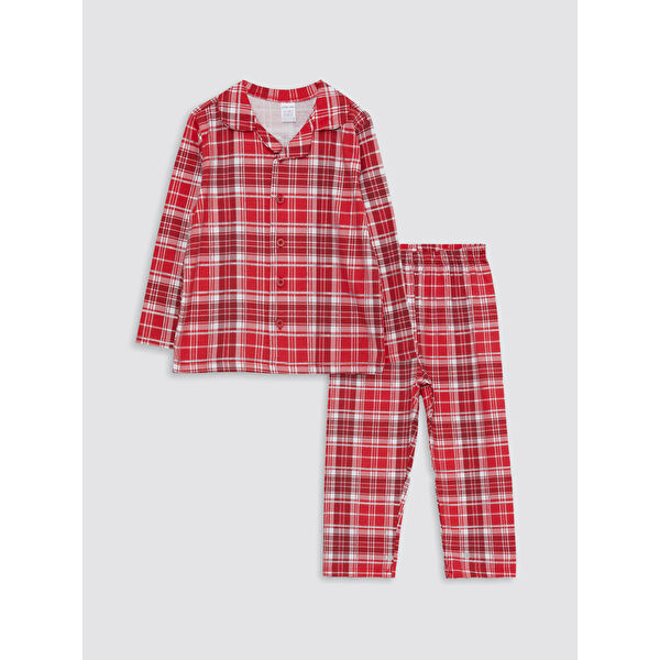 Polo Yaka Uzun Kollu Ekose Desenli Kız Bebek Pijama Takımı Polo Yaka Uzun Kollu Ekose Desenli Kız Bebek Pijama Takımı