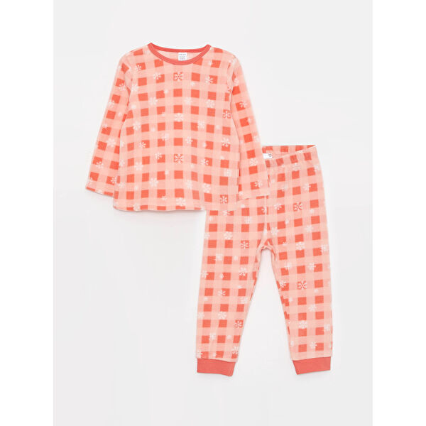 Bisiklet Yaka Uzun Kollu Desenli Polar Kız Bebek Pijama Takımı Bisiklet Yaka Uzun Kollu Desenli Polar Kız Bebek Pijama Takımı