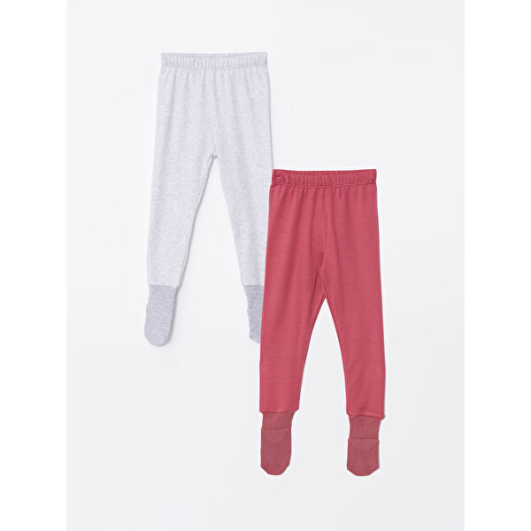 Beli Lastikli Kız Bebek Çoraplı Pantolon 2'li