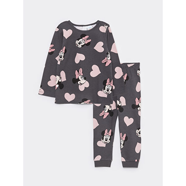 Bisiklet Yaka Uzun Kollu Minnie Mouse Baskılı Kız Bebek Pijama Takımı 2'li Bisiklet Yaka Uzun Kollu Minnie Mouse Baskılı Kız Bebek Pijama Takımı 2'li