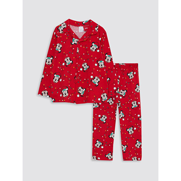 Polo Yaka Uzun Kollu Minnie Mouse Baskılı Kız Bebek Pijama Takımı Polo Yaka Uzun Kollu Minnie Mouse Baskılı Kız Bebek Pijama Takımı