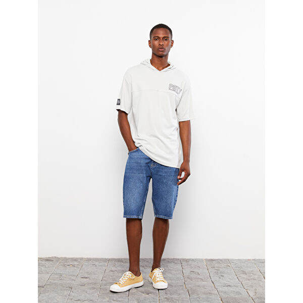 Kapüşonlu Kısa Kollu Baskılı Erkek Tişört Kapüşonlu Kısa Kollu Baskılı Erkek Tişört