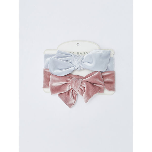 Fiyonk Detaylı Kadife Kız Bebek Saç Bandı 2'li