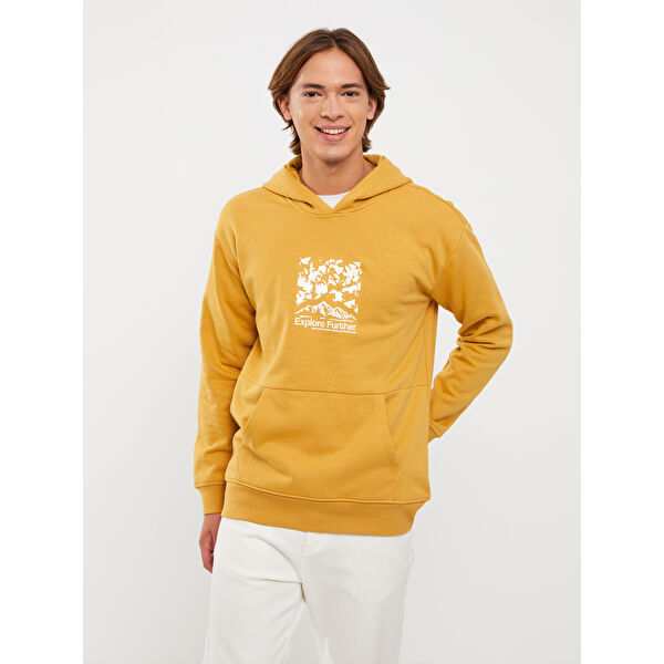 Oversize Kapüşonlu Uzun Kollu Baskılı Erkek Sweatshirt Oversize Kapüşonlu Uzun Kollu Baskılı Erkek Sweatshirt