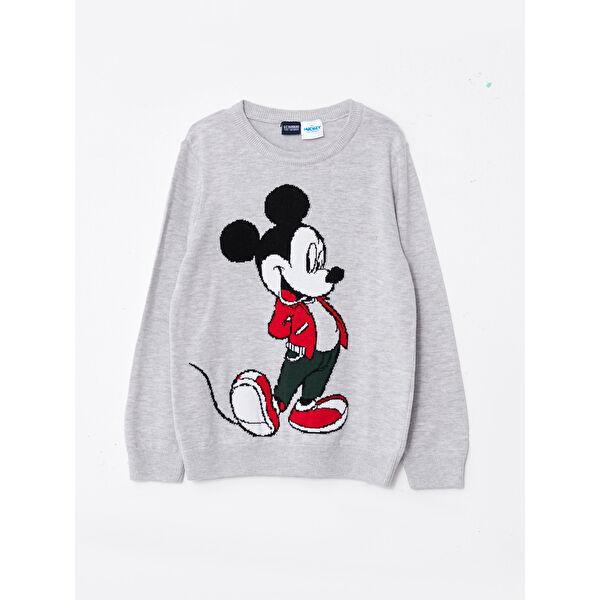 Bisiklet Yaka Mickey Mouse Desenli Uzun Kollu Erkek Çocuk Triko Kazak Bisiklet Yaka Mickey Mouse Desenli Uzun Kollu Erkek Çocuk Triko Kazak