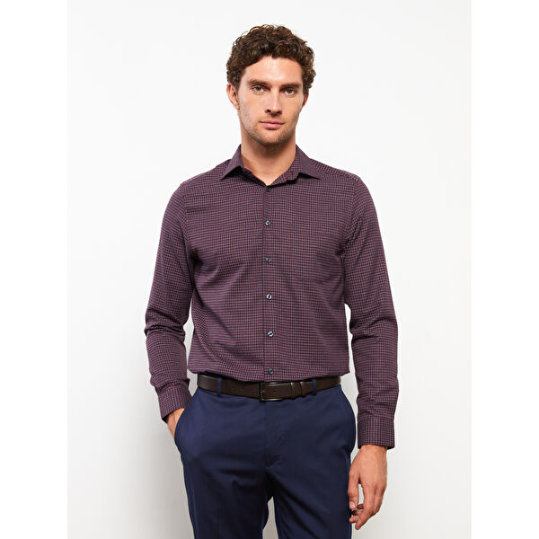 Regular Fit Uzun Kollu Ekose Gabardin Erkek Gömlek Regular Fit Uzun Kollu Ekose Gabardin Erkek Gömlek