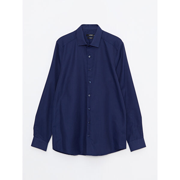 Slim Fit Uzun Kollu Armürlü Erkek Gömlek