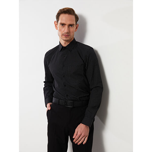 Regular Fit Uzun Kollu Desenli Poplin Erkek Gömlek Regular Fit Uzun Kollu Desenli Poplin Erkek Gömlek