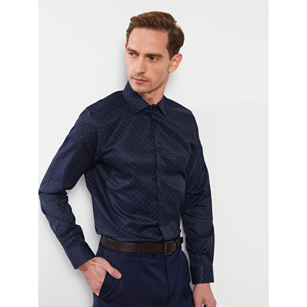 Slim Fit Uzun Kollu Desenli Armürlü Erkek Gömlek Slim Fit Uzun Kollu Desenli Armürlü Erkek Gömlek