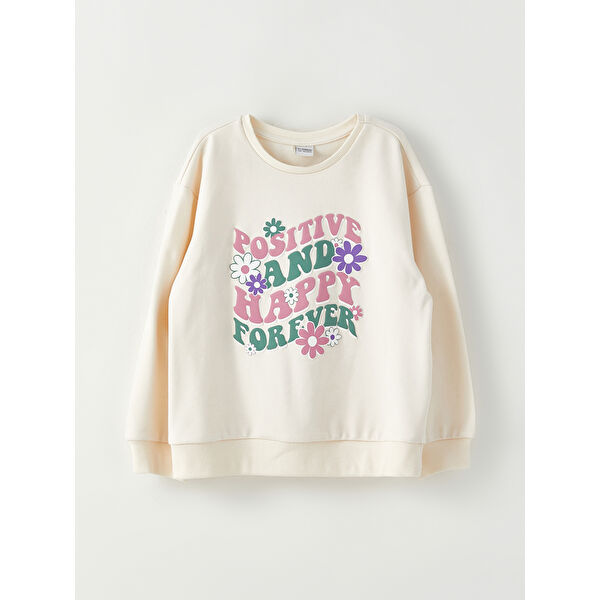 Bisiklet Yaka Baskılı Uzun Kollu Kız Çocuk Sweatshirt Bisiklet Yaka Baskılı Uzun Kollu Kız Çocuk Sweatshirt