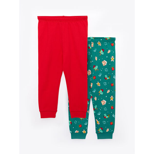 Beli Lastikli Yılbaşı Temalı Erkek Bebek Pijama Alt 2'li