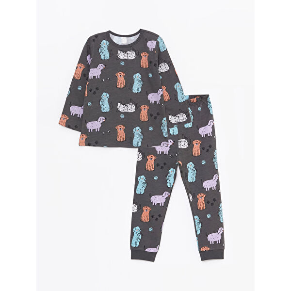 Bisiklet Yaka Uzun Kollu Baskılı Erkek Bebek Pijama Takımı 2'li