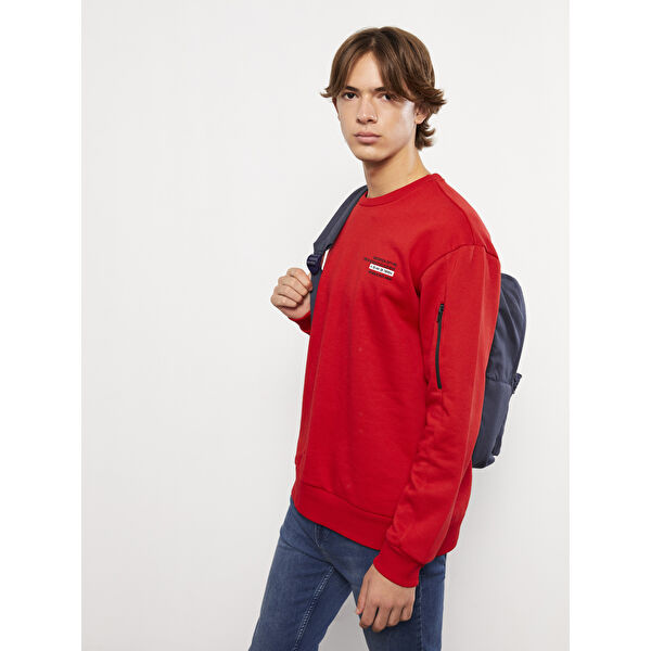 Oversize Bisiklet Yaka Uzun Kollu Baskılı Erkek Sweatshirt Oversize Bisiklet Yaka Uzun Kollu Baskılı Erkek Sweatshirt