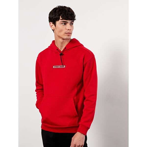 Oversize Kapüşonlu Uzun Kollu Baskılı Erkek Sweatshirt Oversize Kapüşonlu Uzun Kollu Baskılı Erkek Sweatshirt