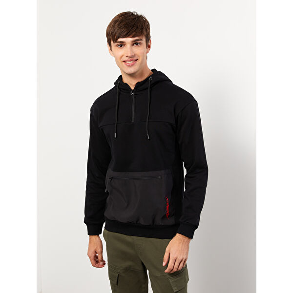 Oversize Kapüşonlu Uzun Kollu Baskılı Erkek Sweatshirt Oversize Kapüşonlu Uzun Kollu Baskılı Erkek Sweatshirt
