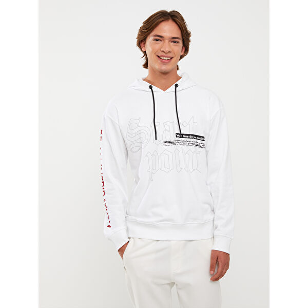 Oversize Kapüşonlu Uzun Kollu Baskılı Erkek Sweatshirt Oversize Kapüşonlu Uzun Kollu Baskılı Erkek Sweatshirt