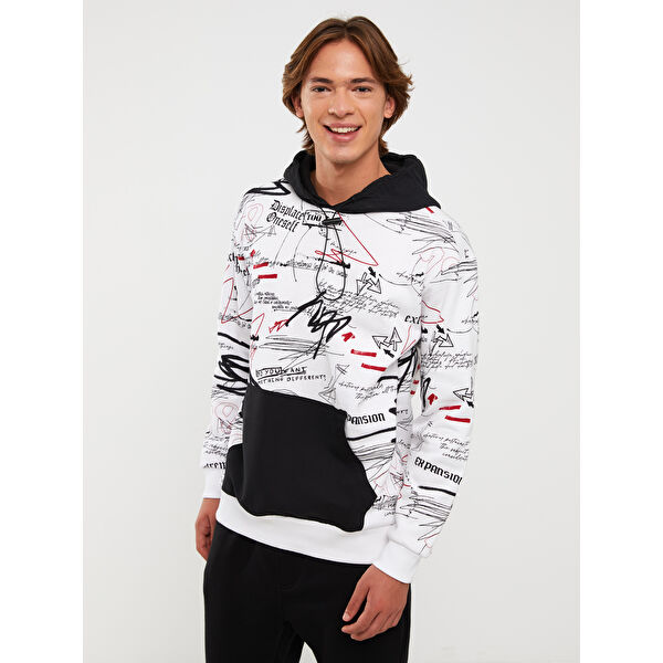Oversize Kapüşonlu Uzun Kollu Baskılı Erkek Sweatshirt Oversize Kapüşonlu Uzun Kollu Baskılı Erkek Sweatshirt