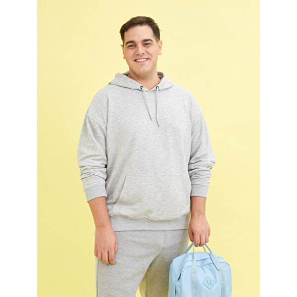 Kapüşonlu Uzun Kollu Büyük Beden Erkek Sweatshirt Kapüşonlu Uzun Kollu Büyük Beden Erkek Sweatshirt