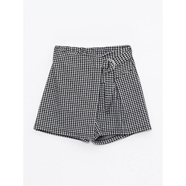Beli Lastikli Ekose Kız Çocuk Şort Etek