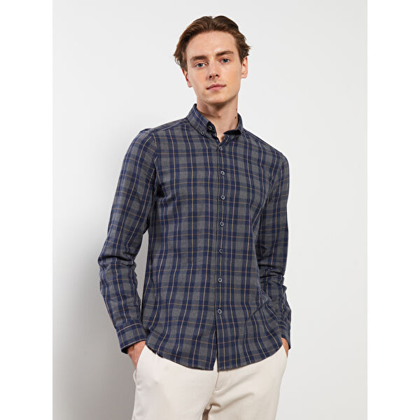 Slim Fit Uzun Kollu Ekose Gabardin Erkek Gömlek Slim Fit Uzun Kollu Ekose Gabardin Erkek Gömlek