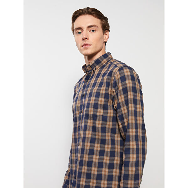 Regular Fit Uzun Kollu Ekose Gabardin Erkek Gömlek Regular Fit Uzun Kollu Ekose Gabardin Erkek Gömlek