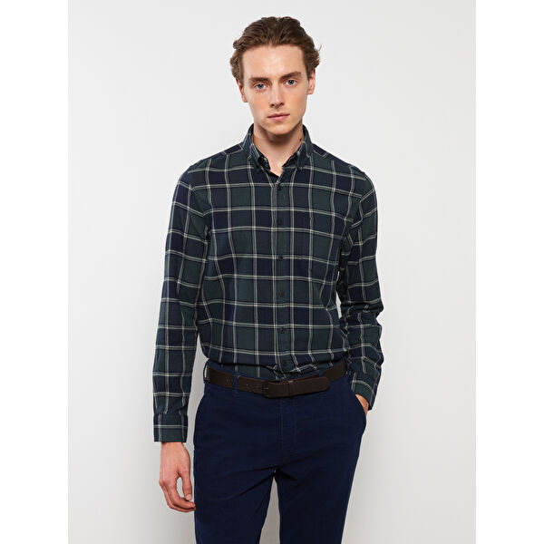 Regular Fit Uzun Kollu Ekose Gabardin Erkek Gömlek Regular Fit Uzun Kollu Ekose Gabardin Erkek Gömlek