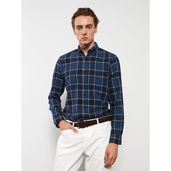 Regular Fit Uzun Kollu Ekose Gabardin Erkek Gömlek Regular Fit Uzun Kollu Ekose Gabardin Erkek Gömlek