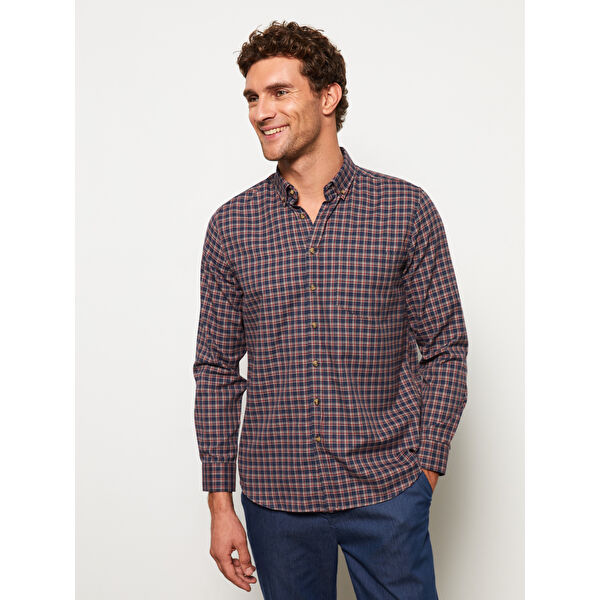 Regular Fit Uzun Kollu Ekose Erkek Gömlek