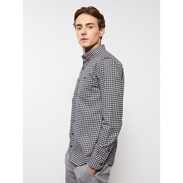 Regular Fit Uzun Kollu Ekose Gabardin Erkek Gömlek Regular Fit Uzun Kollu Ekose Gabardin Erkek Gömlek