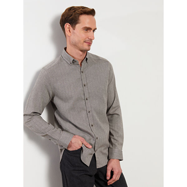 Slim Fit Uzun Kollu Desenli Erkek Gömlek Slim Fit Uzun Kollu Desenli Erkek Gömlek