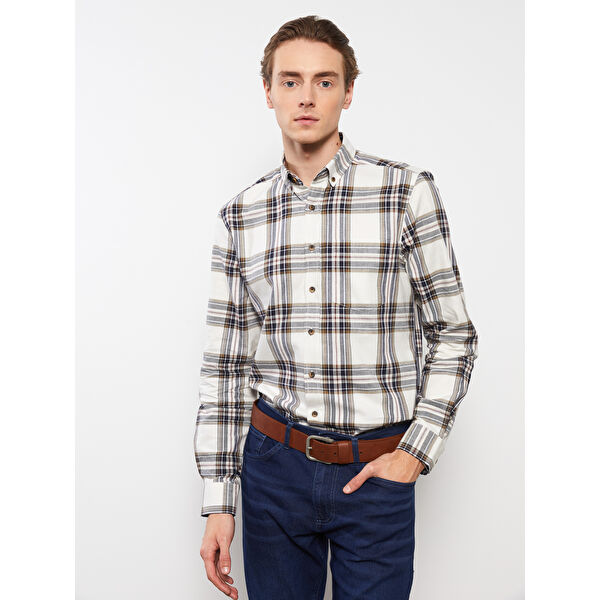 Regular Fit Uzun Kollu Ekose Gabardin Erkek Gömlek Regular Fit Uzun Kollu Ekose Gabardin Erkek Gömlek