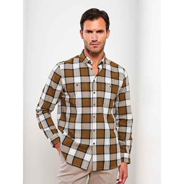 Regular Fit Uzun Kollu Ekose Erkek Gömlek